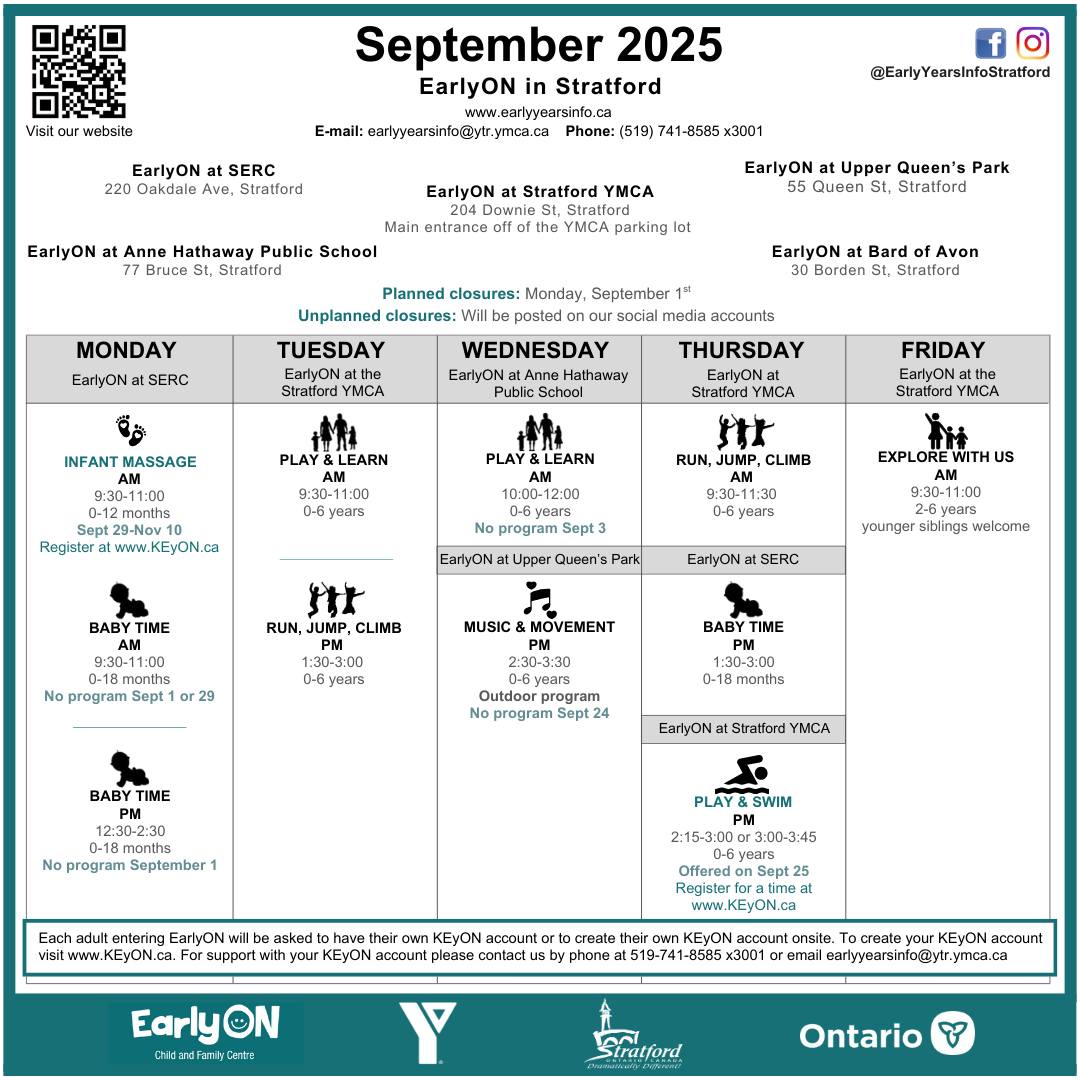 EarlyON Calendars EarlyON in Stratford Program Calendars - EarlyON ...
