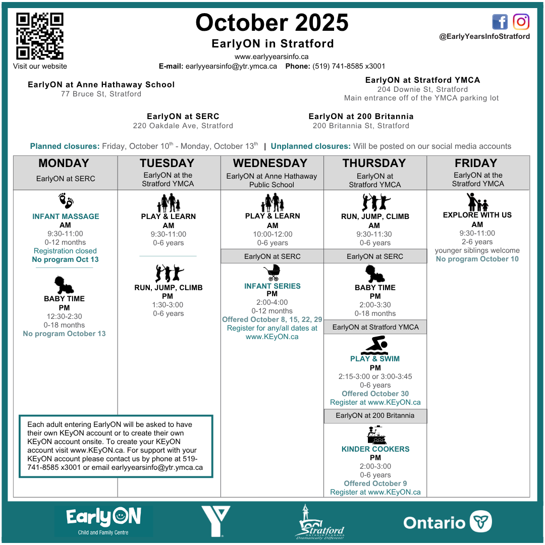 EarlyON Calendars EarlyON in Stratford Program Calendars - EarlyON ...