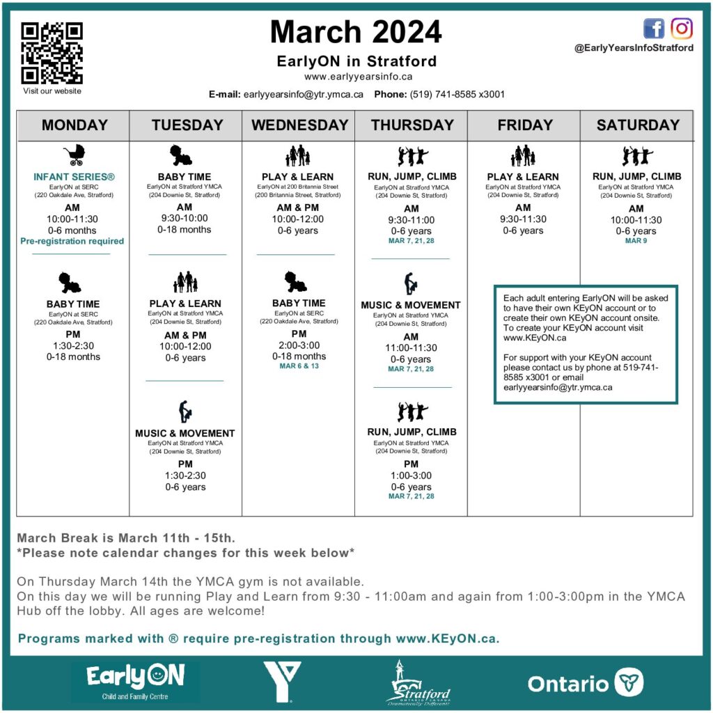 EarlyON Calendars EarlyON in Stratford Program Calendars - EarlyON ...