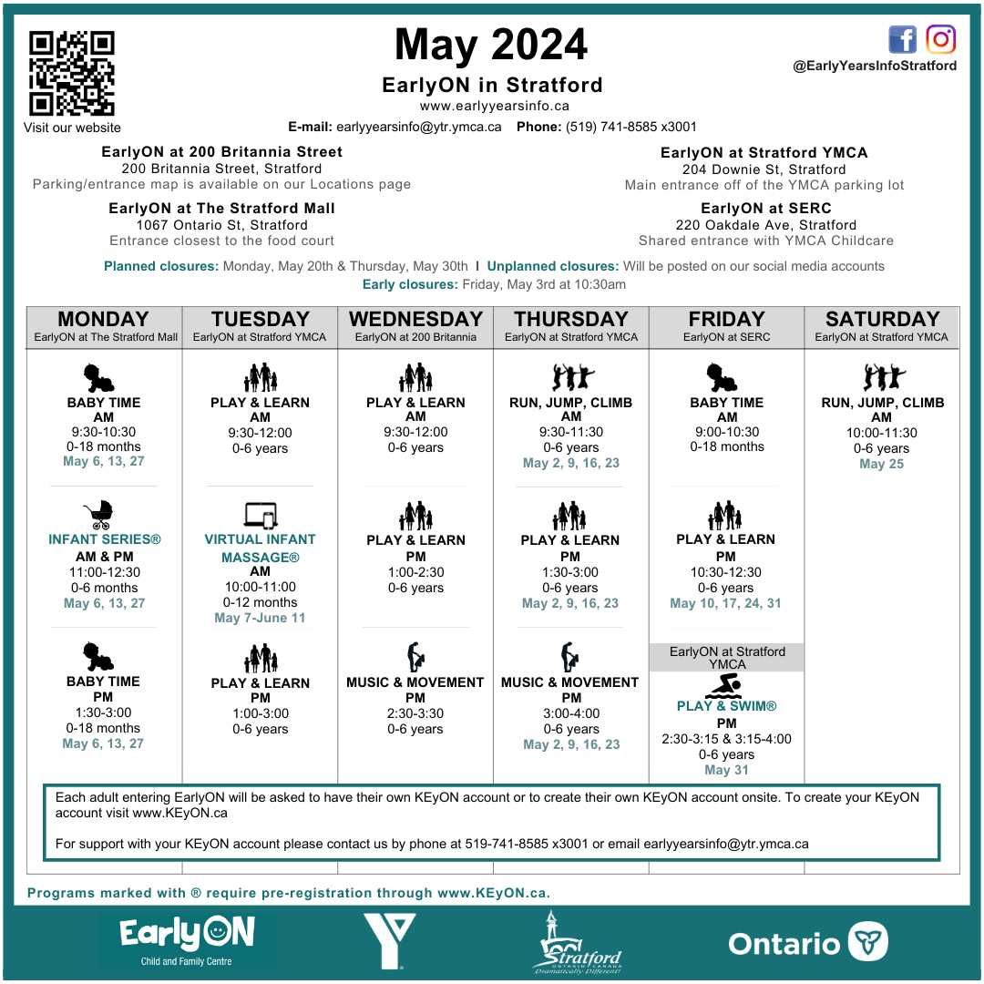EarlyON Calendars EarlyON in Stratford Program Calendars - EarlyON ...